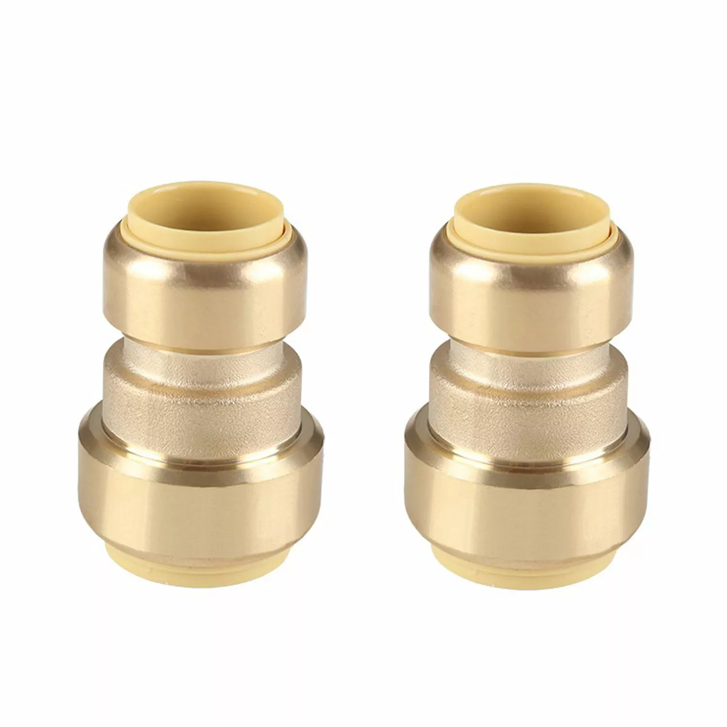 2 PIECES 1/2" X 3/8" PUSH FIT REDUCER COUPLING BRASS FITTINGS,NO LEAD ...