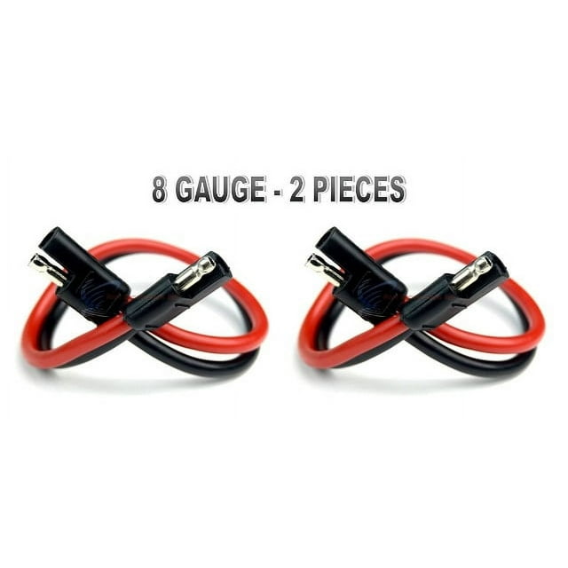 2 PIECES 8 GA 12" QUICK DISCONNECT POLARIZED INLINE POWER CABLE WIRE ...