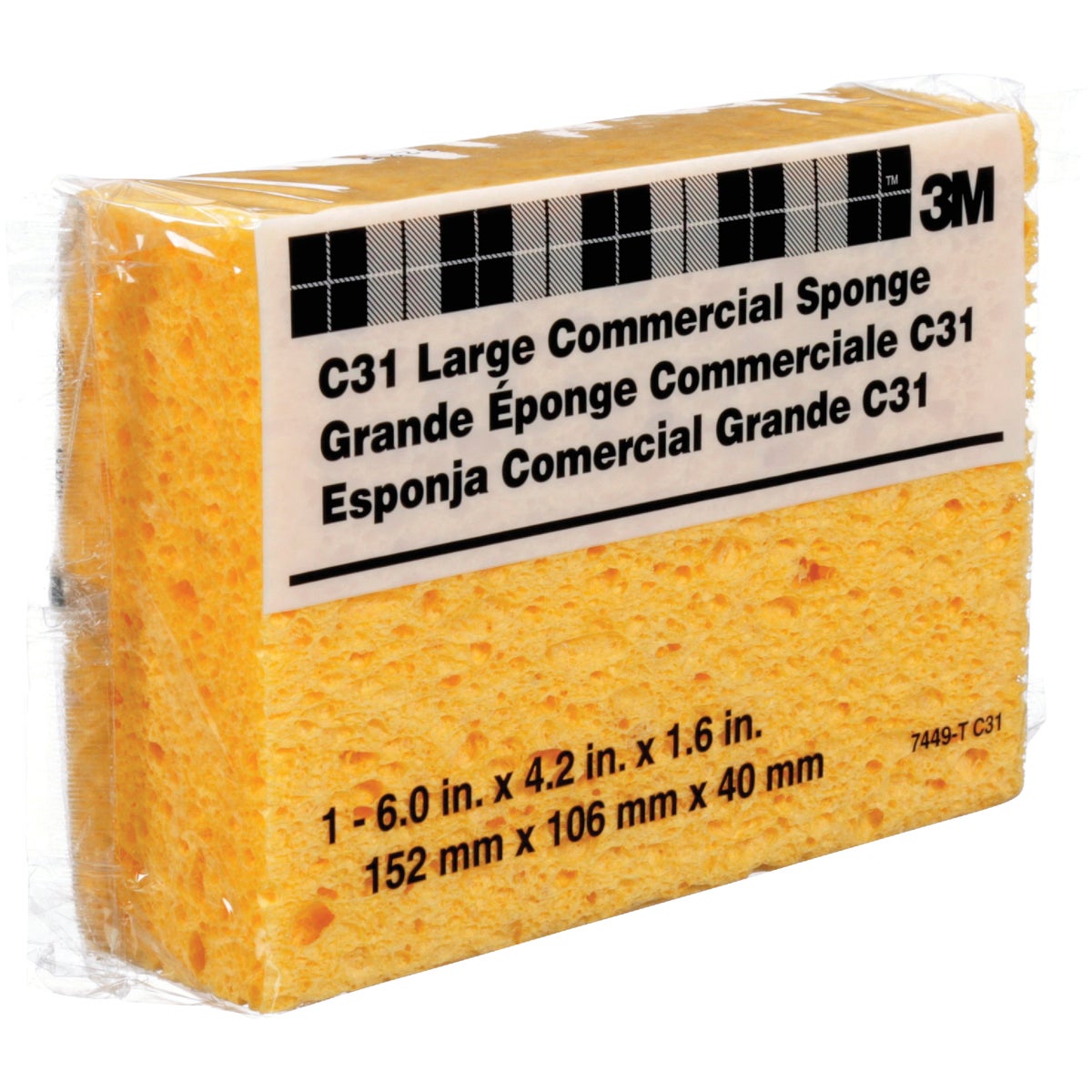 2 PK, 3M Commercial Size Sponge, 7.5 In. x 4.375 In. x 2.06 In ...