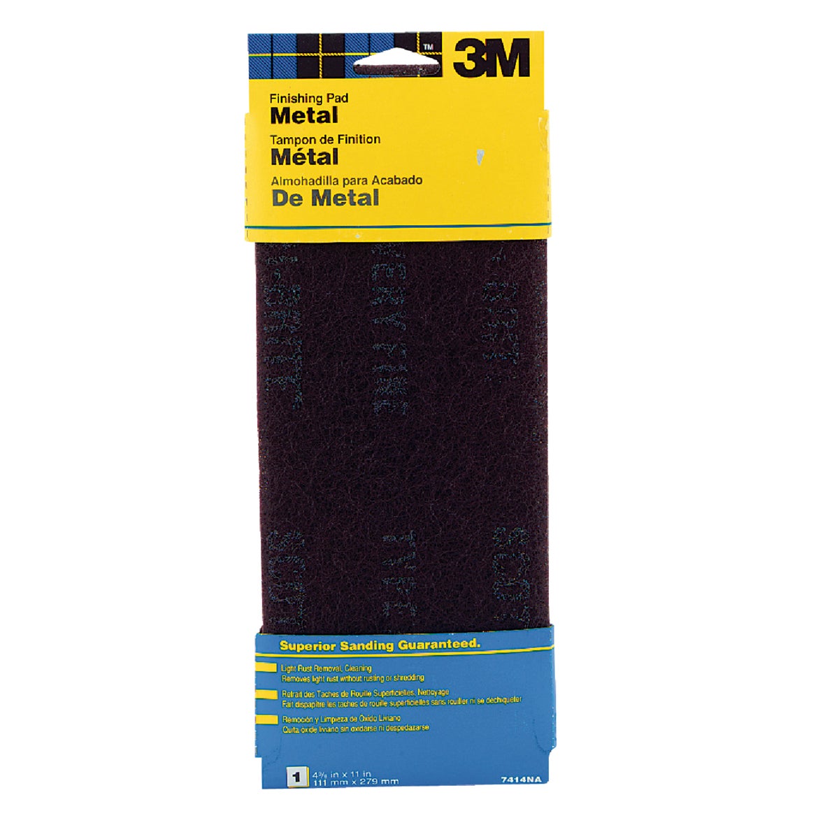 2 PK, 3M Hand Sanding Metal Finishing Pad, 4.375 In. x 11 In., Maroon ...
