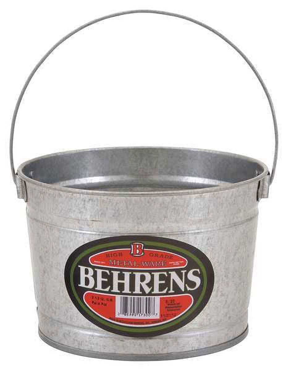 2 PK Behrens 3/4 gal Round Bucket, 7 1/4 in Dia, Silver, Galvanized ...