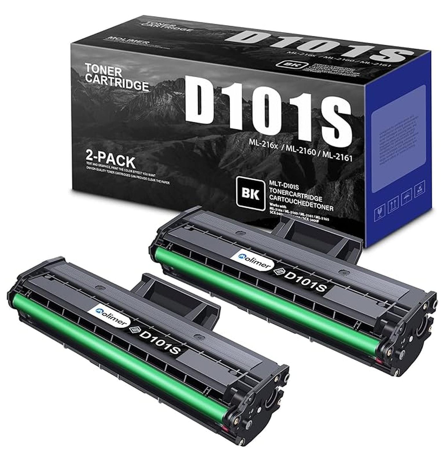 2 PK D101S MLT-D101S Black Toner Cartridge Replacement for MLT-D101S ...