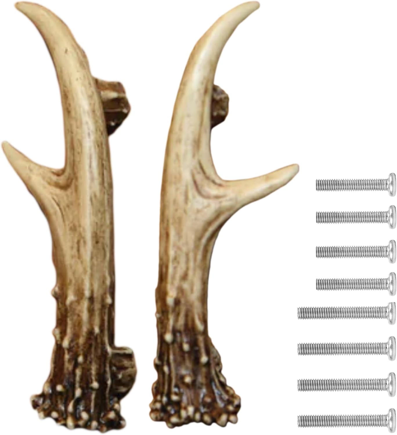 "RE Rustic Western Drawer Knobs, Animal Antler Handles, Poly Resin, Hunting Decor, 3"" Center ...
