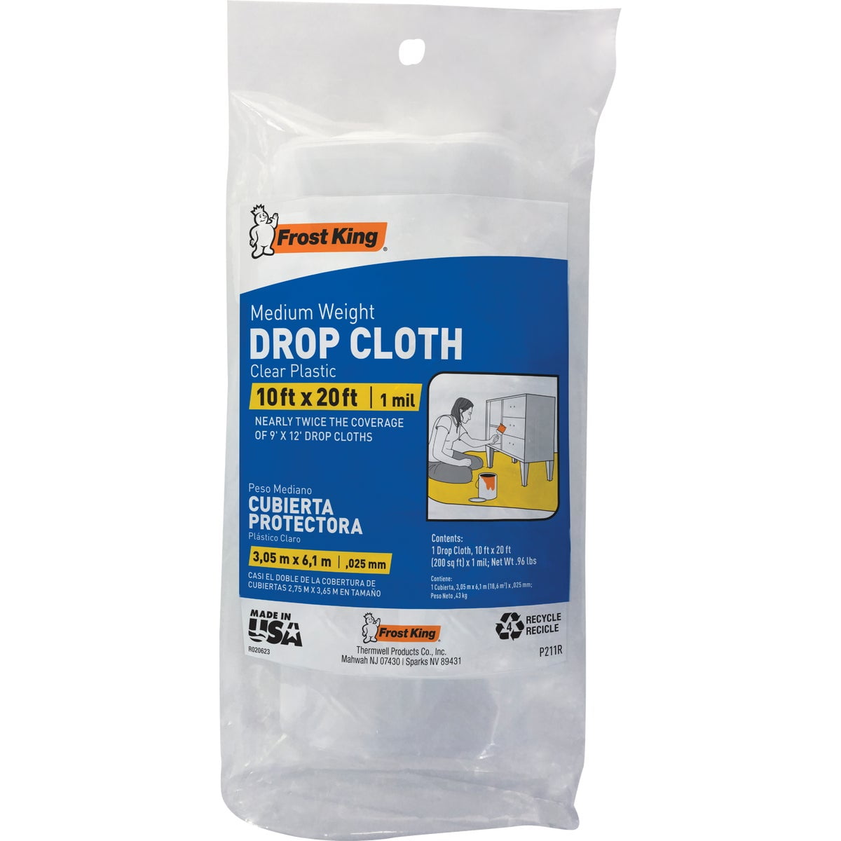 2 Pcs Frost King Medium Density Polyethylene 10 Ft. X 20 Ft. 1 Mil Drop ...
