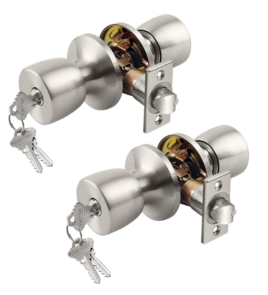 2/PK Keyed Alike Entry Door Knobs with Lock and Key Knob Handles ...