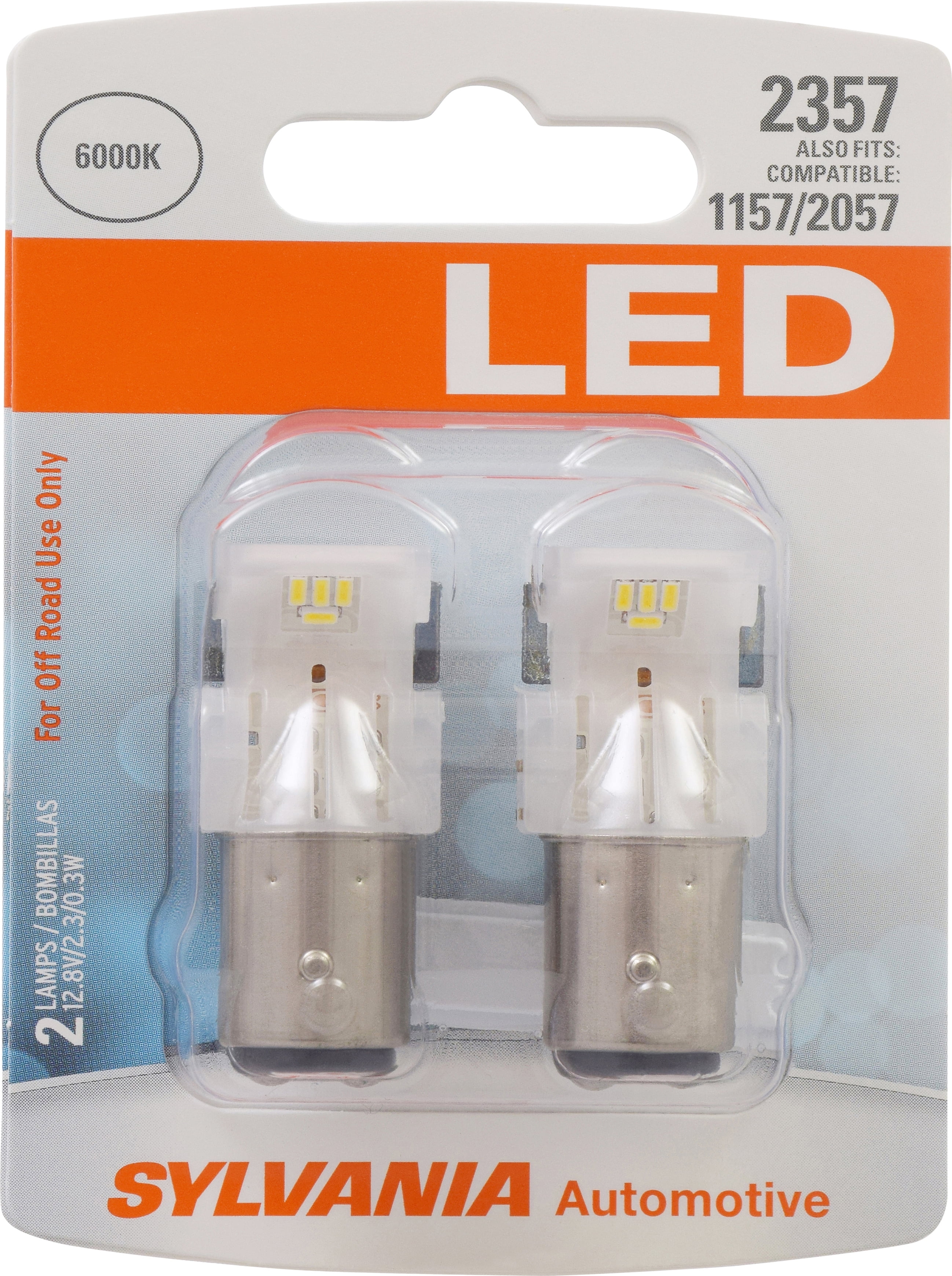 2-PK SYLVANIA 2357 LED Cool White Automotive Bulb - also fits 1157 ...