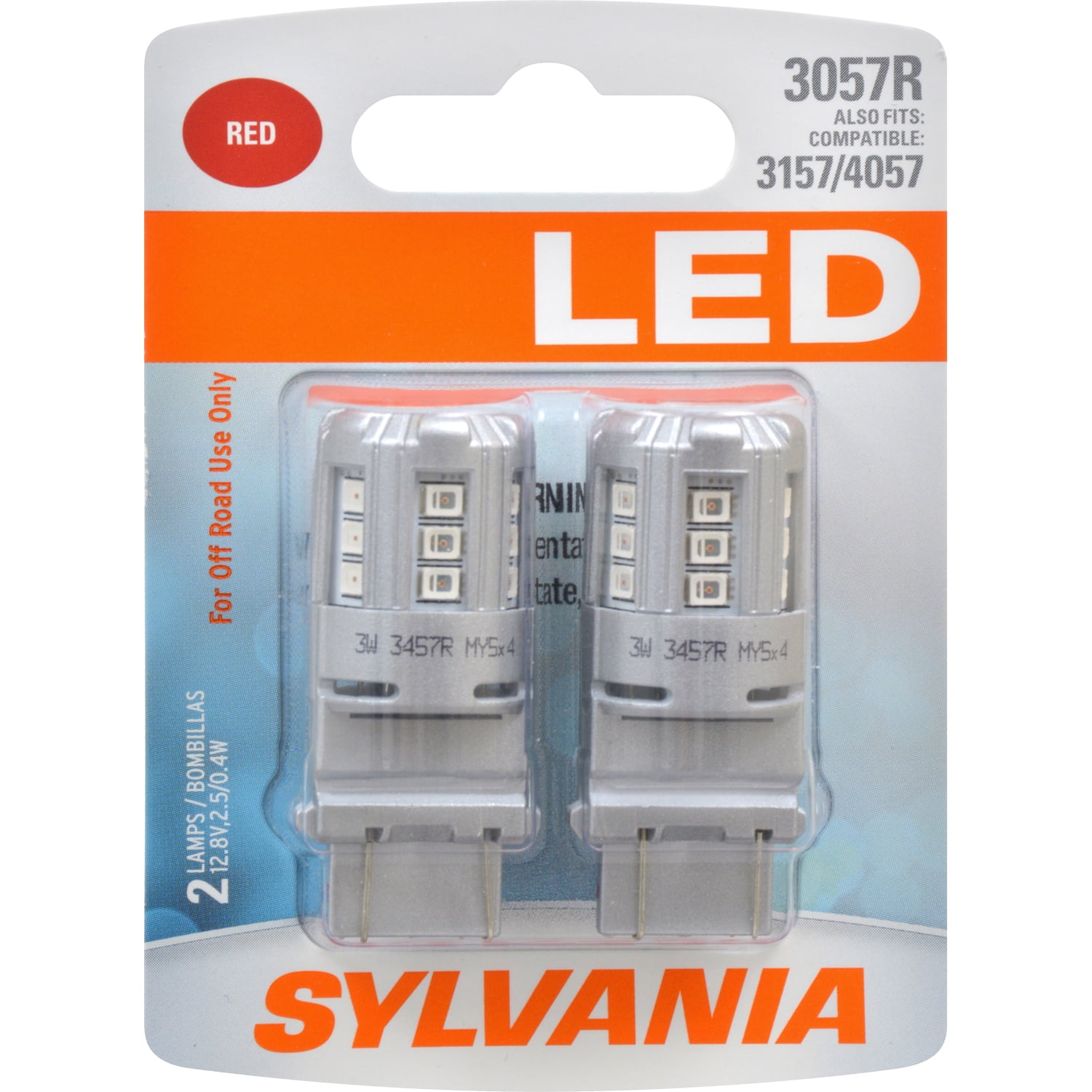 2-PK SYLVANIA 3057 Red LED Automotive Bulb - Walmart.com