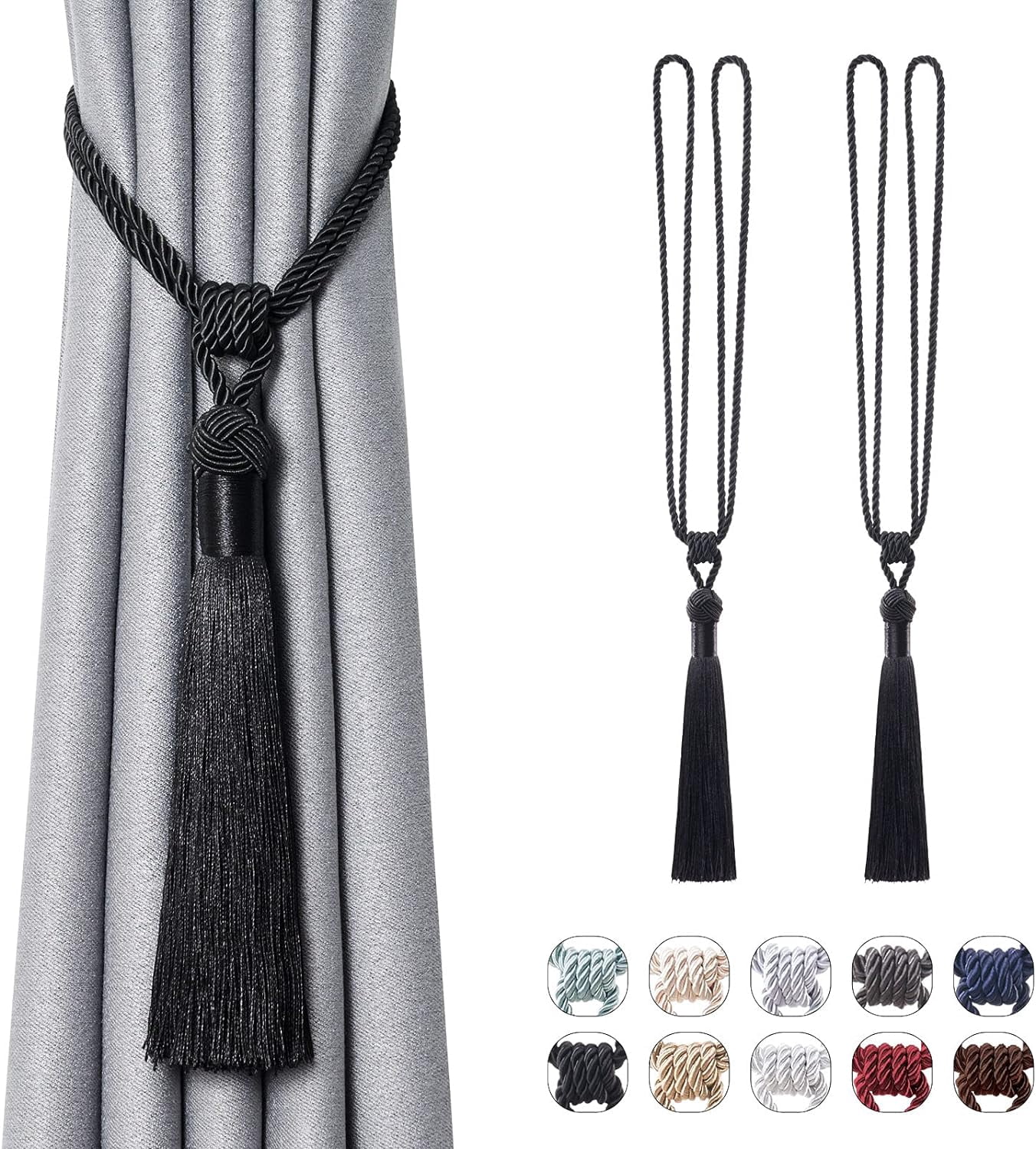 2 PacCurtain Tiebacks Handmade Braided Rope Knot Drape Tie Backs ...