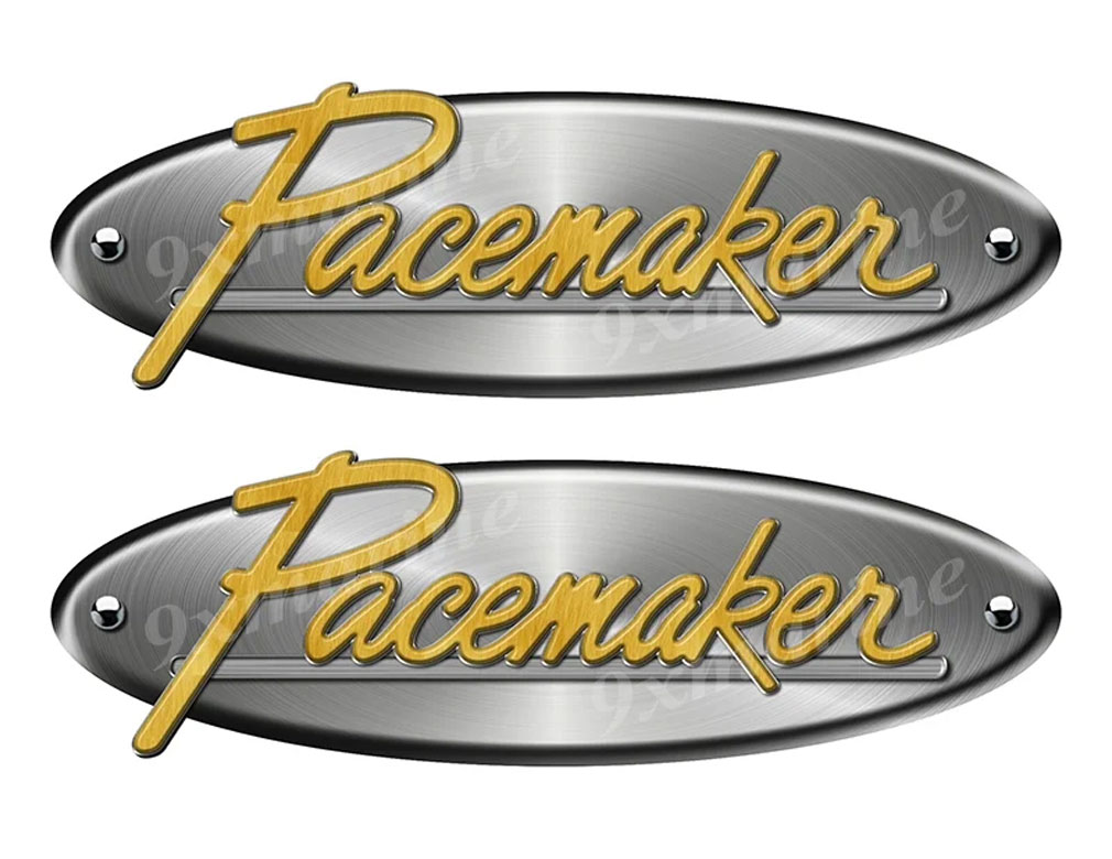 2 Pacemaker Oval Remastered Stickers. Brushed Metal Style - 10" long ...