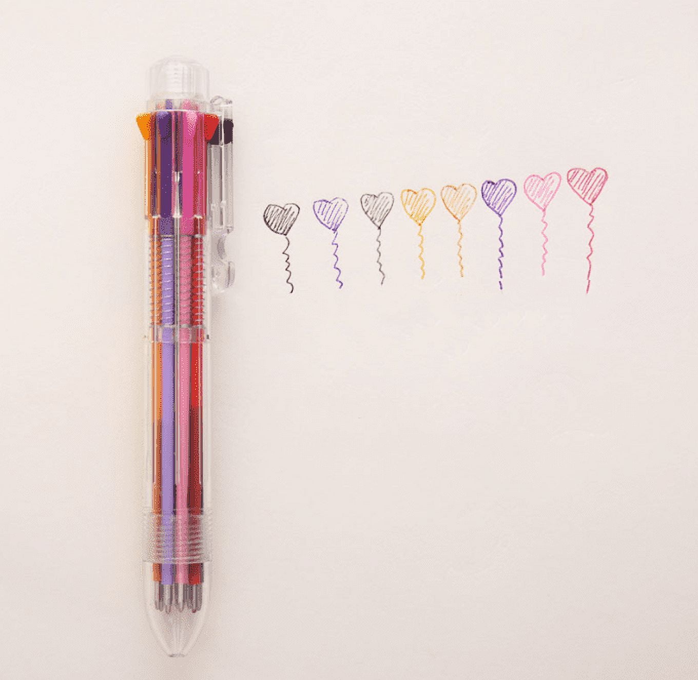 2 Pack 0.5mm 8-in-1 Ballpoint Pen 8 Colors Retractable Ballpoint Pens ...