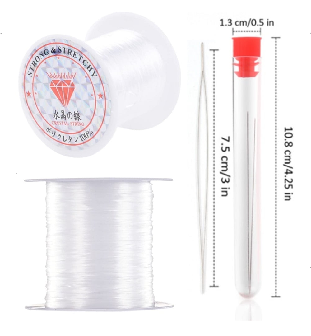 2-Pack 0.8mm Elastic Beading Thread with Needles – Strong Stretchy ...