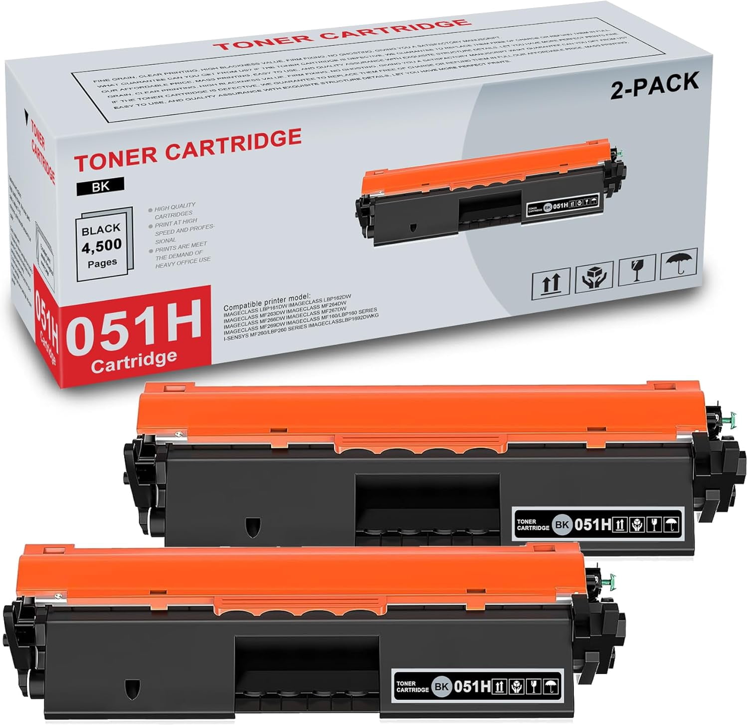 2-Pack 051H 2169C001 Black Toner Cartridge High Yield Compatible ...
