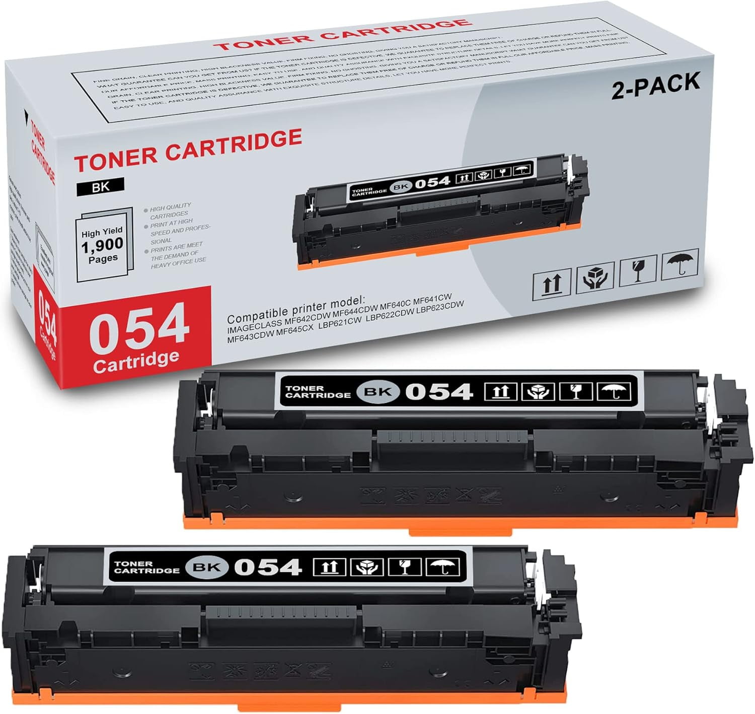 2-Pack 054 3024C001 Black Toner Cartridge High Yield Compatible CRG054 ...