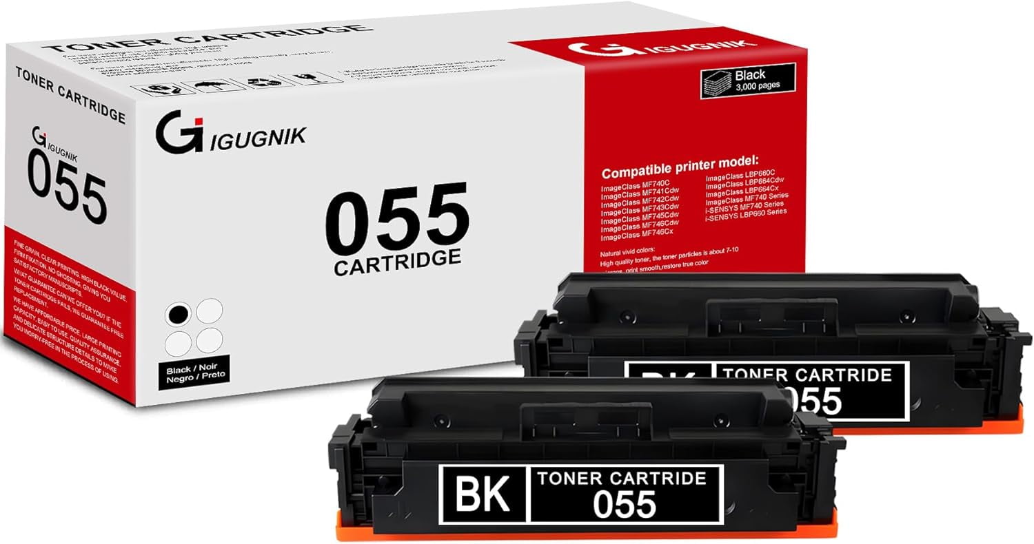 2 Pack 055 3016C001 Black Toner Cartridge Compatible 055 Replacement ...