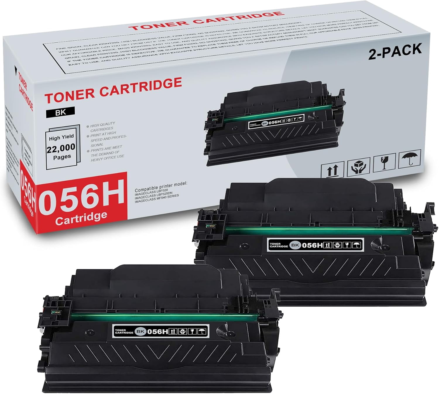 2-Pack 056H Black Toner Cartridge High Yield (with chip) Compatible ...