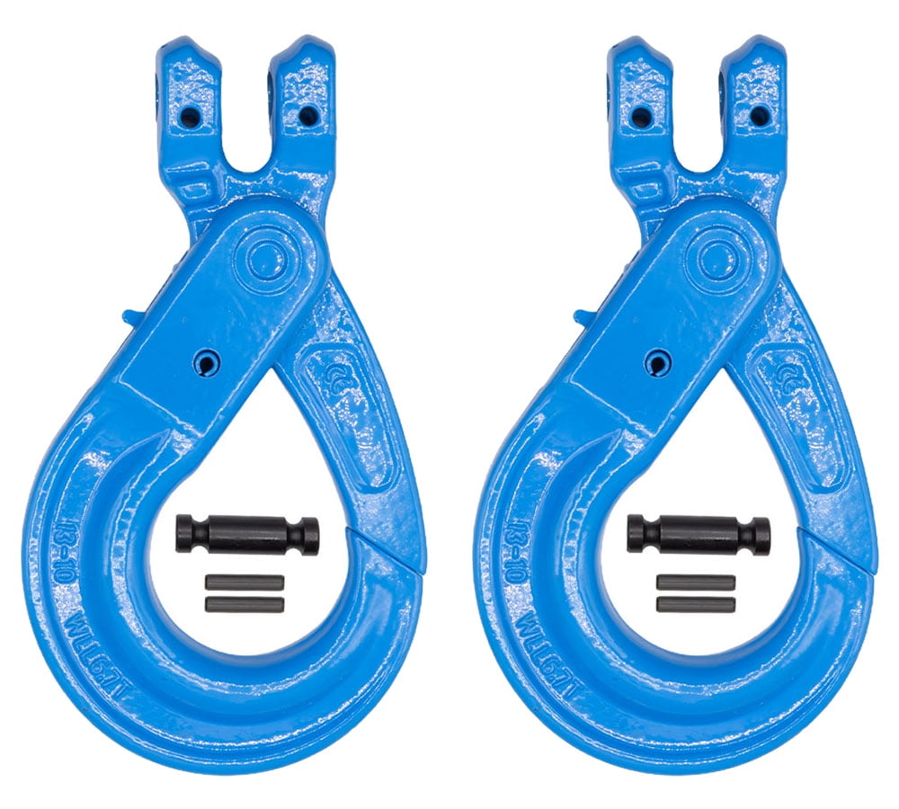 2 Pack 1/2" G100 Clevis Self-Locking Hook, Blue Alloy Steel, 15,000 lbs ...