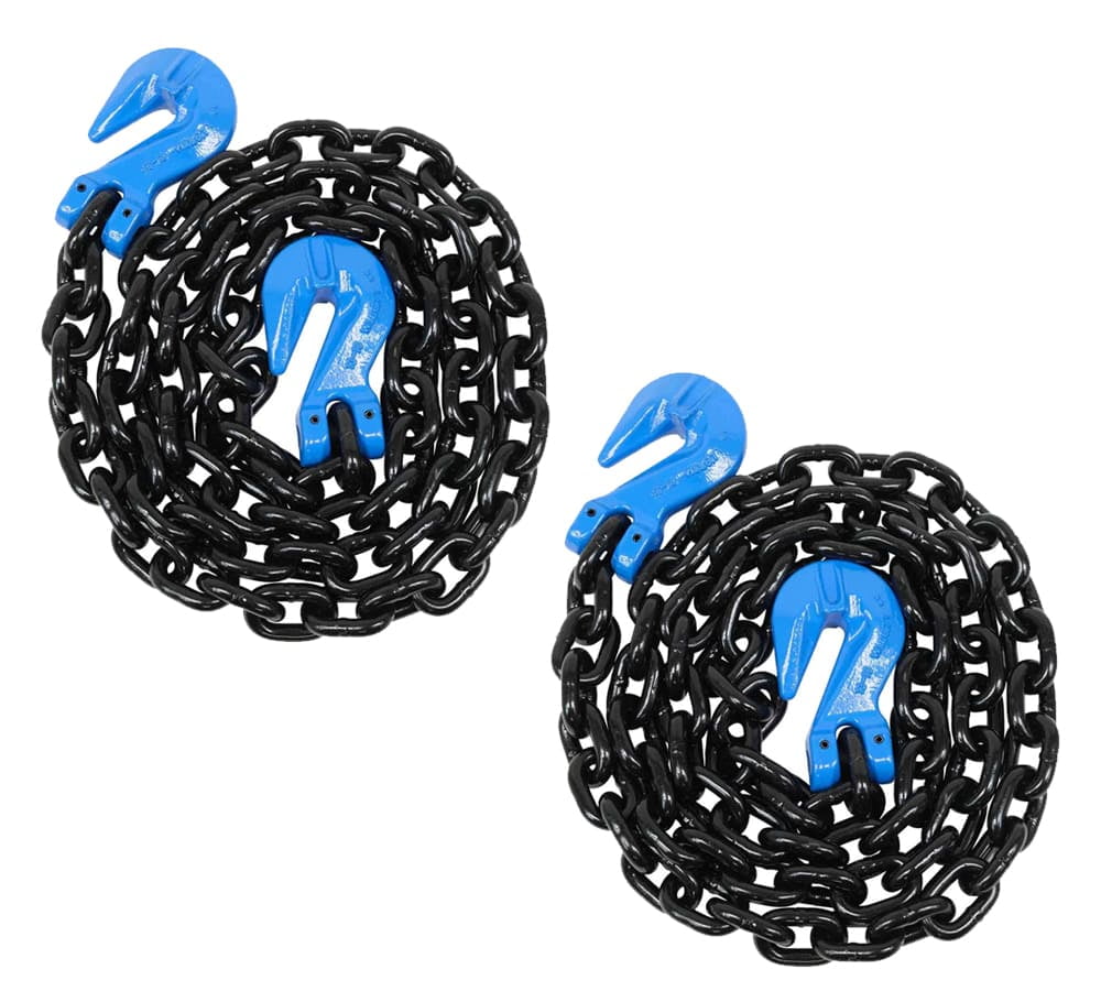 2 Pack 1/2" x 16' Grade 100 Transport Chain with G100 Grab Hooks, 15000 ...