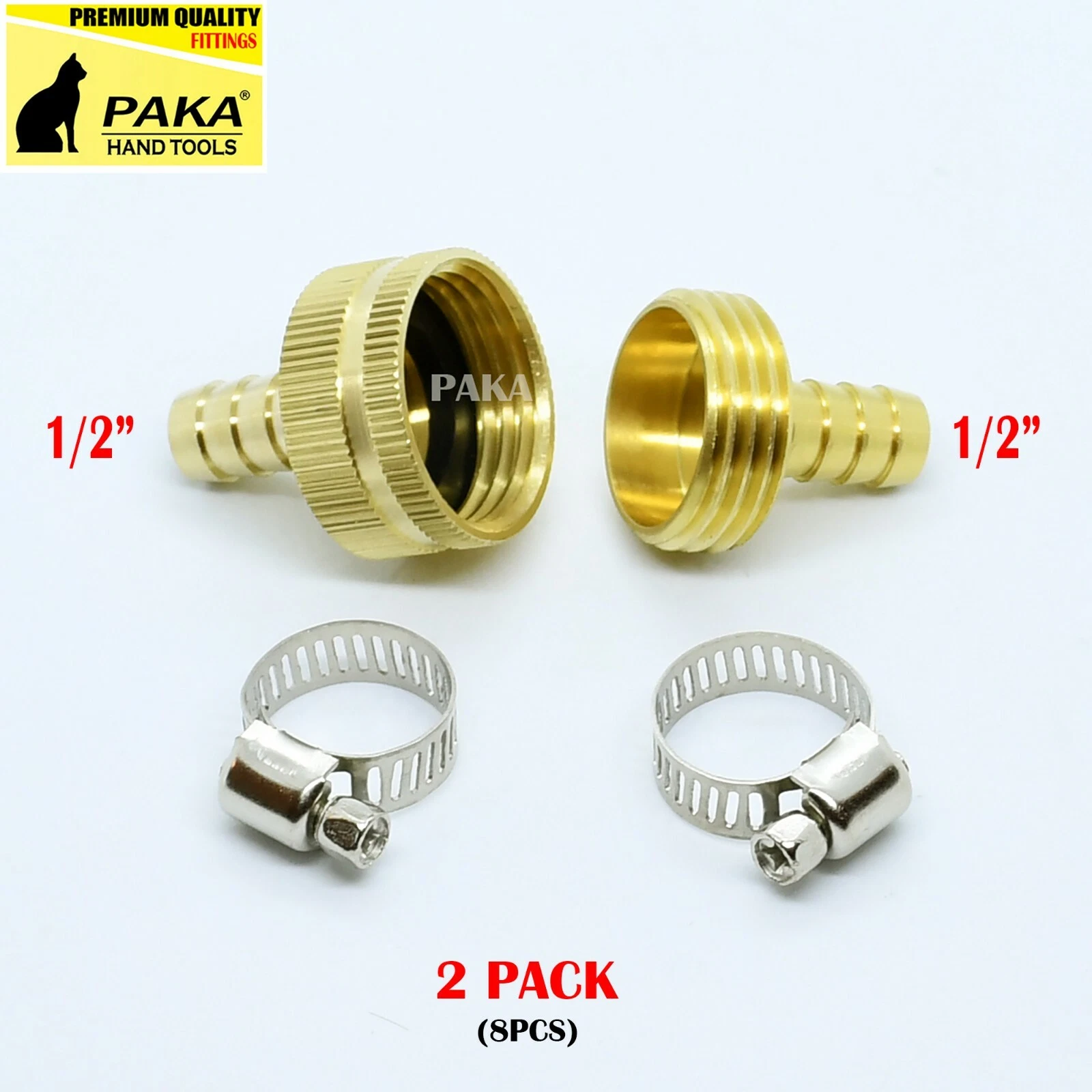 2 Pack 1/2Garden Brass Hose Mender End Repair Kit Hose Connector Male ...