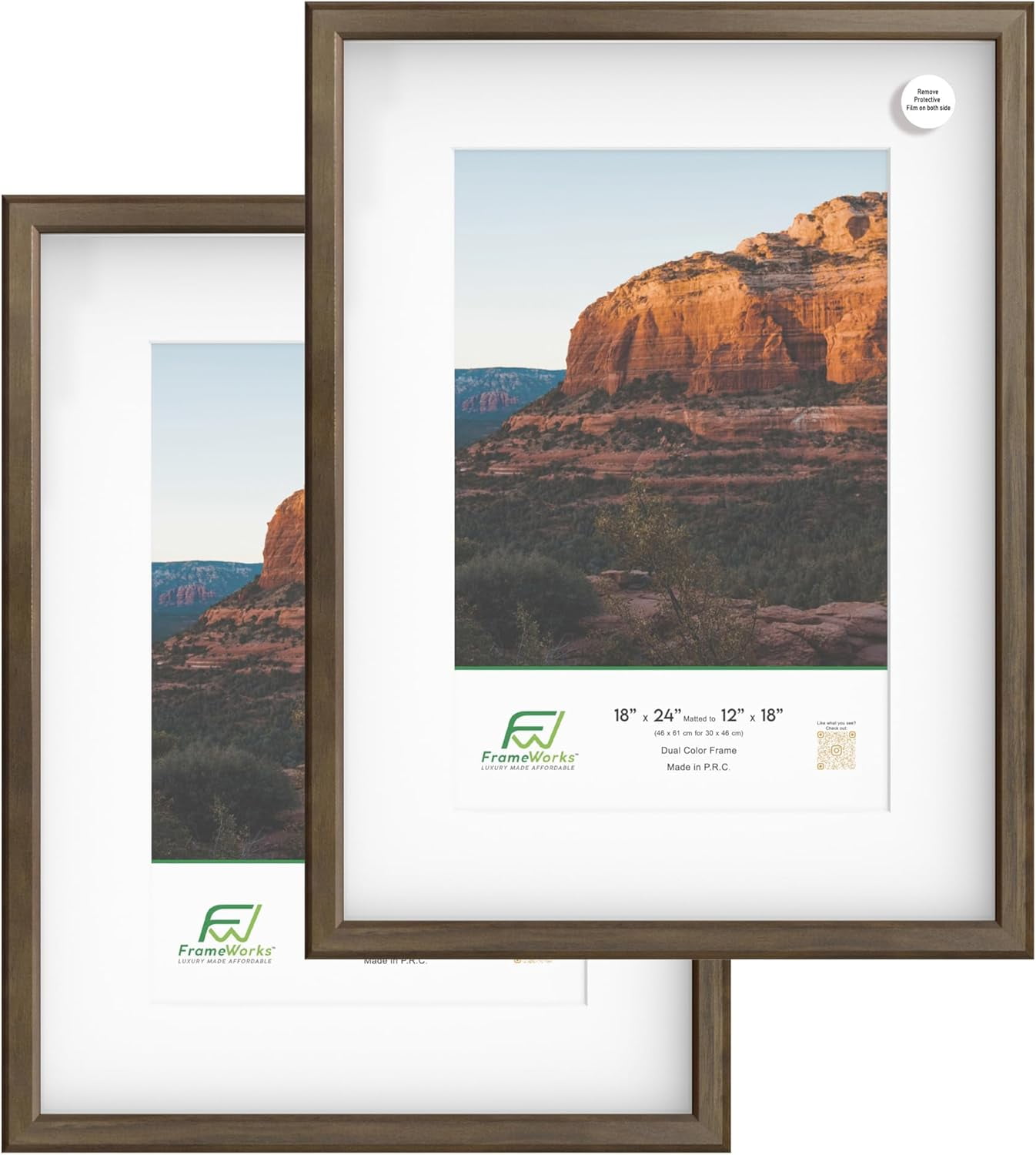 2-Pack 1 3/8" Thick Dark Oak Wooden Shadow Box Picture Frames 18" x 24 ...