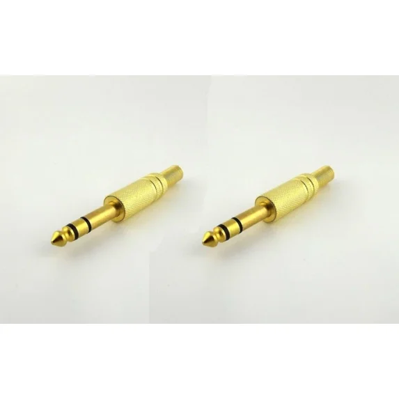 2 Pack 1/4" Male Stereo Trs Audio Cable Jack Spring Solder Connector ...