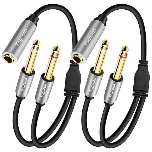 2-Pack 1/4 inch TRS Stereo Splitter Y Cable 1 Feet, 6.35mm TRS Stereo ...