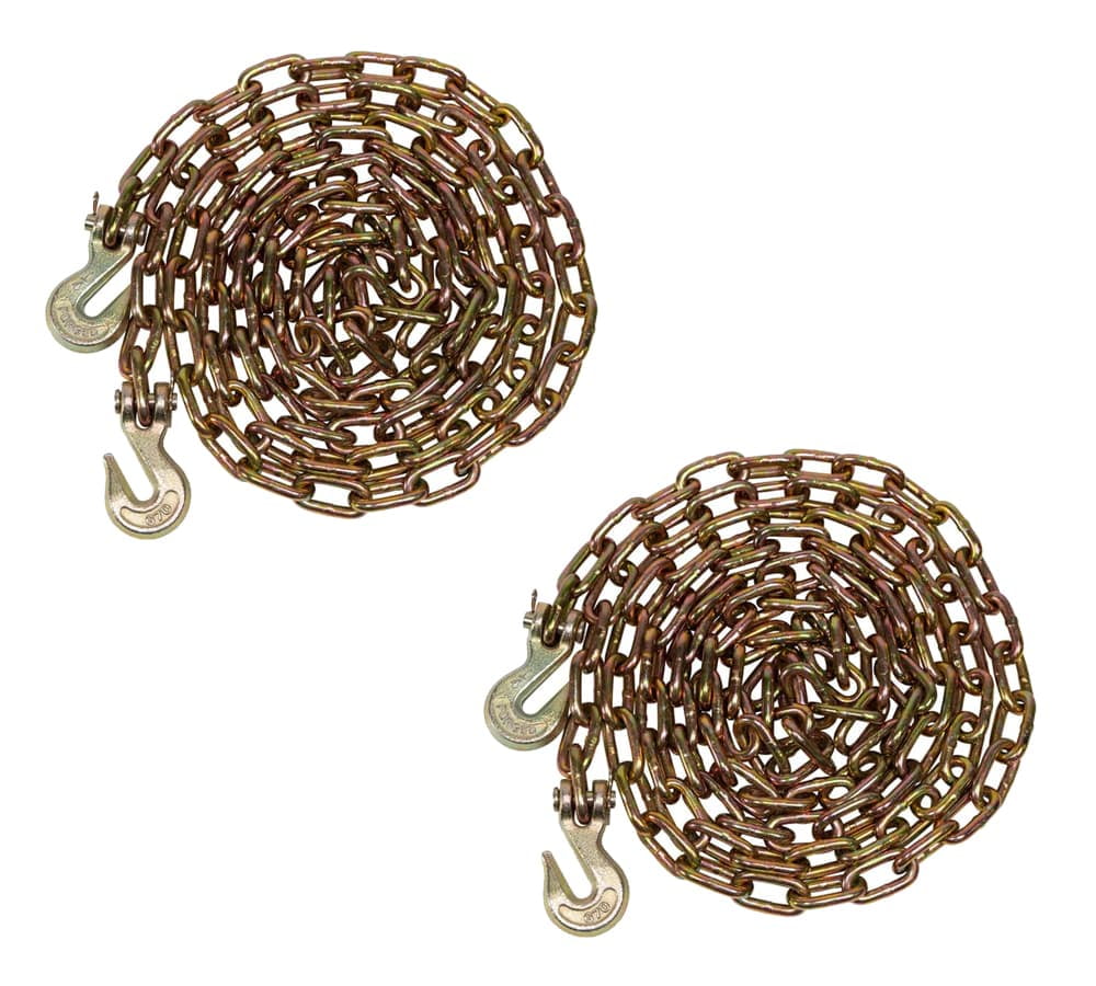 (2 Pack) 1/4" x 12' Transport Binder Chain Grade 70 with Grab Hook ...