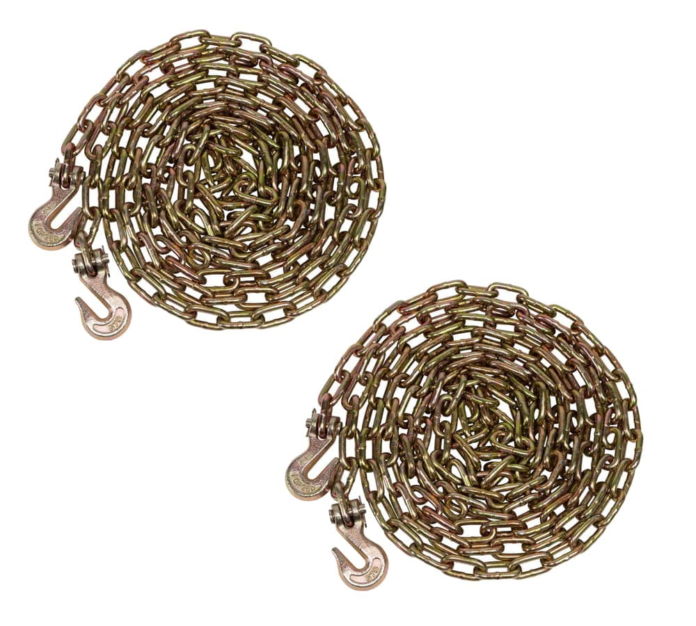 (2 Pack) 1/4" x 16' Transport Binder Chain Grade 70 with Grab Hook ...