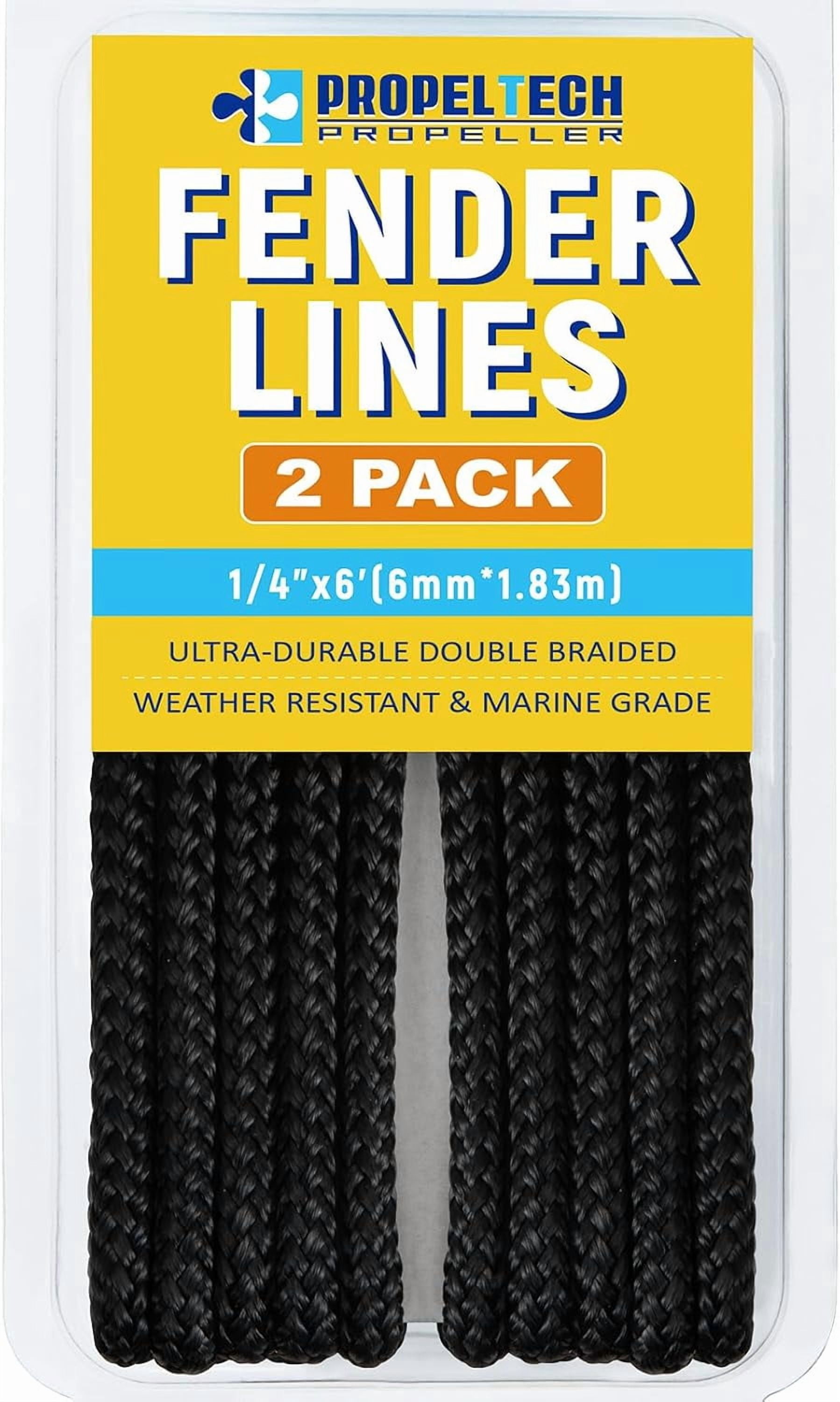 2 Pack 1/4'' x 6' Boat Fender Lines,Premium Marine- Grade Double ...