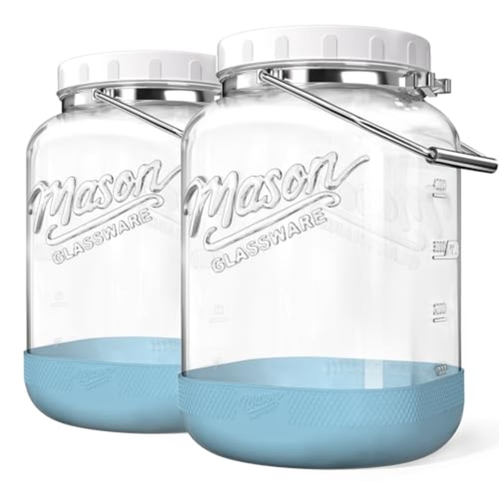 2 Pack 1.5 Gallon Glass Jar With Airtight Lid Large Mason Jars Wide ...