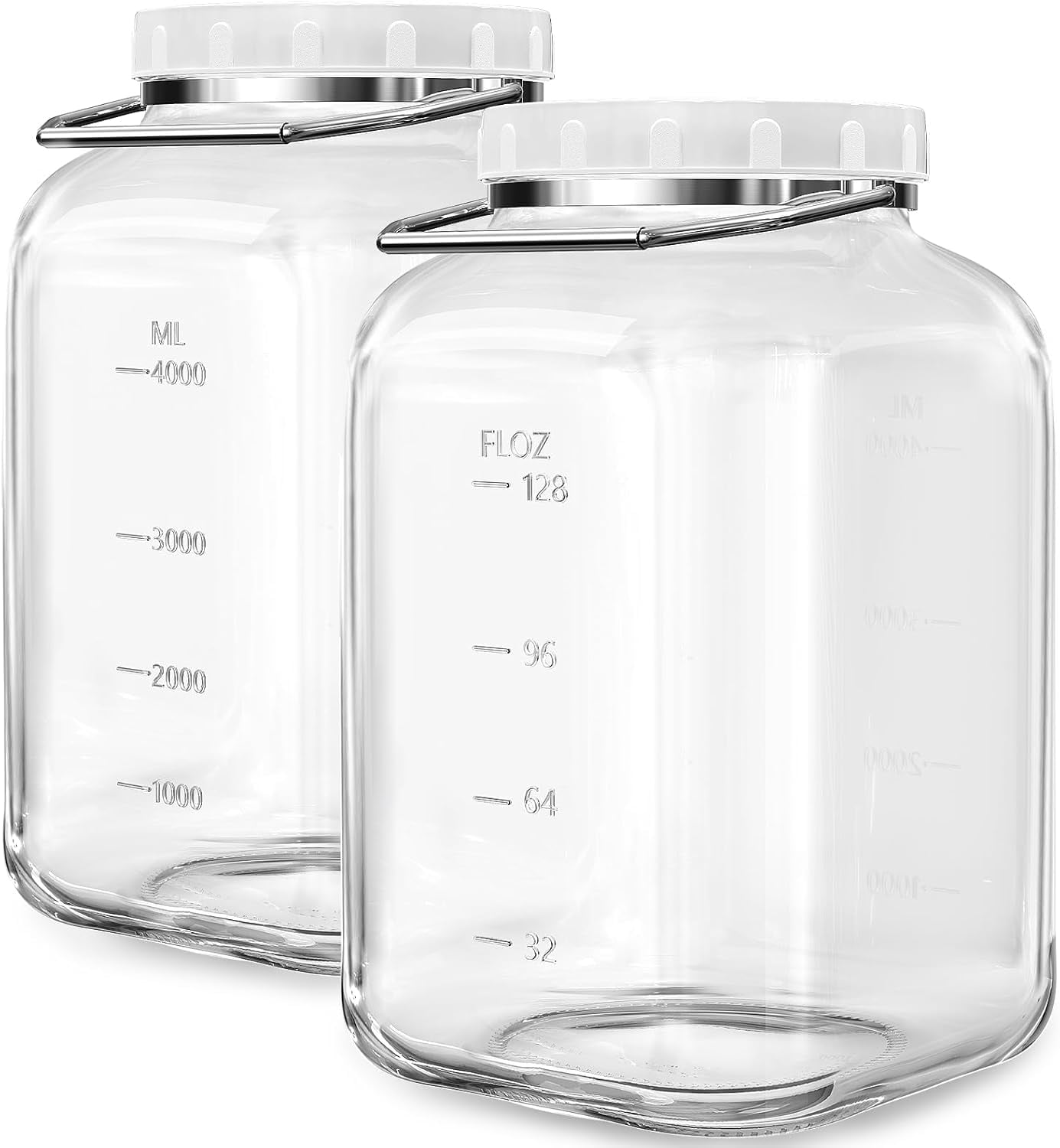 2 Pack 1.5 Gallon Glass Jar with Lid Wide Mouth, Large Mason Jar with ...