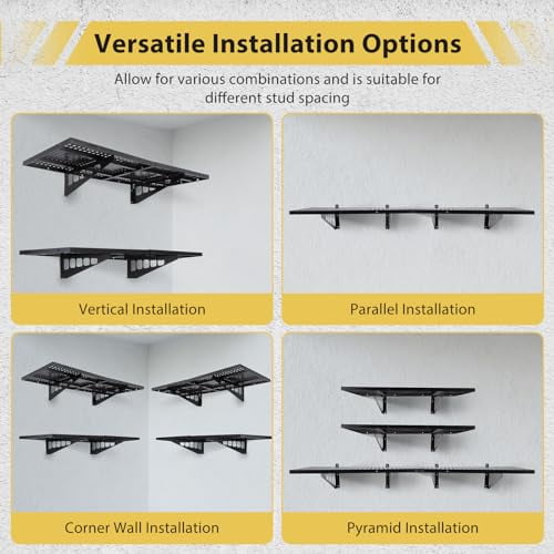 2-Pack 1.6x4ft Garage Wall Shelving Heavy Duty Wall Shelves Garage ...