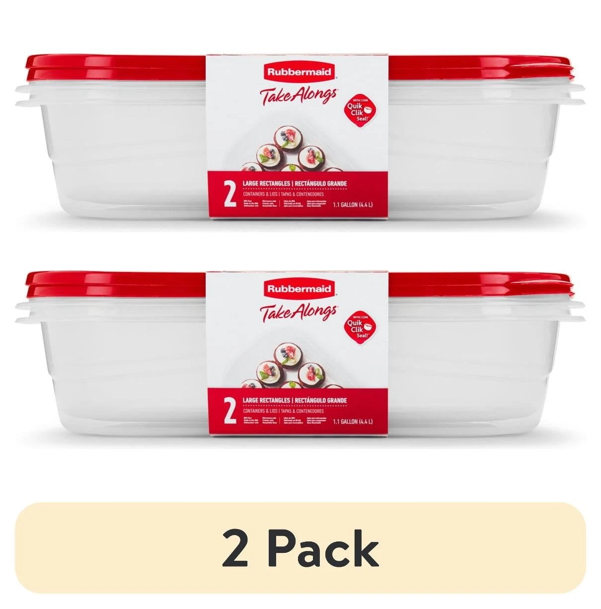 (2 Pack) 1 Gallon, 2 Packs, Large Rectangular Plastic Food Storage ...