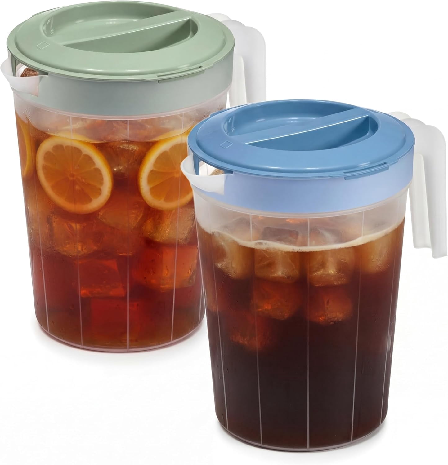 2-Pack 1-Gallon Plastic Pitchers with Lids – Iced Tea Twist Cover BPA ...