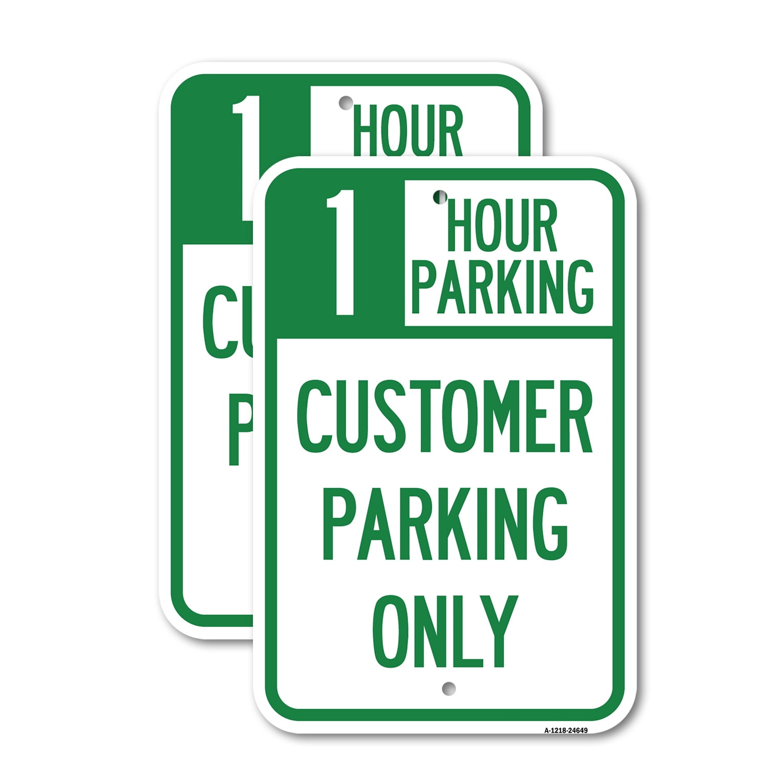 (2 Pack) 1 Hour Parking Customer Parking Only | 12" X 18" Heavy-Gauge ...