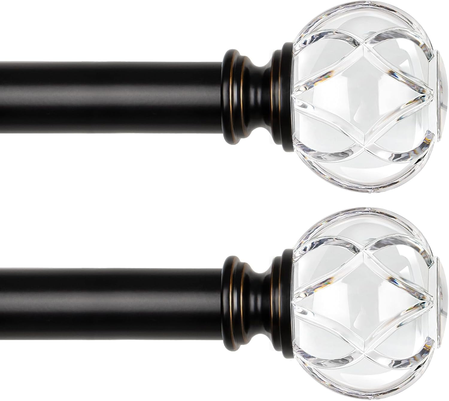 2 Pack 1 Inch Black Decorative Curtain Rods for Windows, Splicing ...
