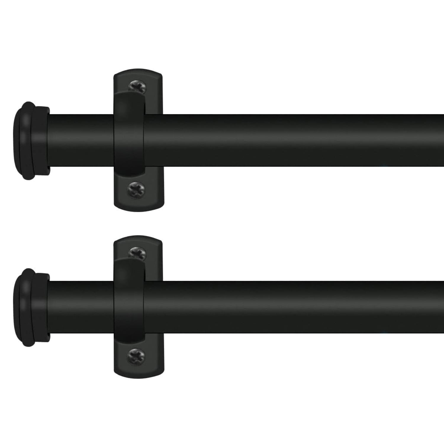 2 Pack 1 Inch Curtain Rods, Black End Caps 72”-144” Outdoor Curtain ...