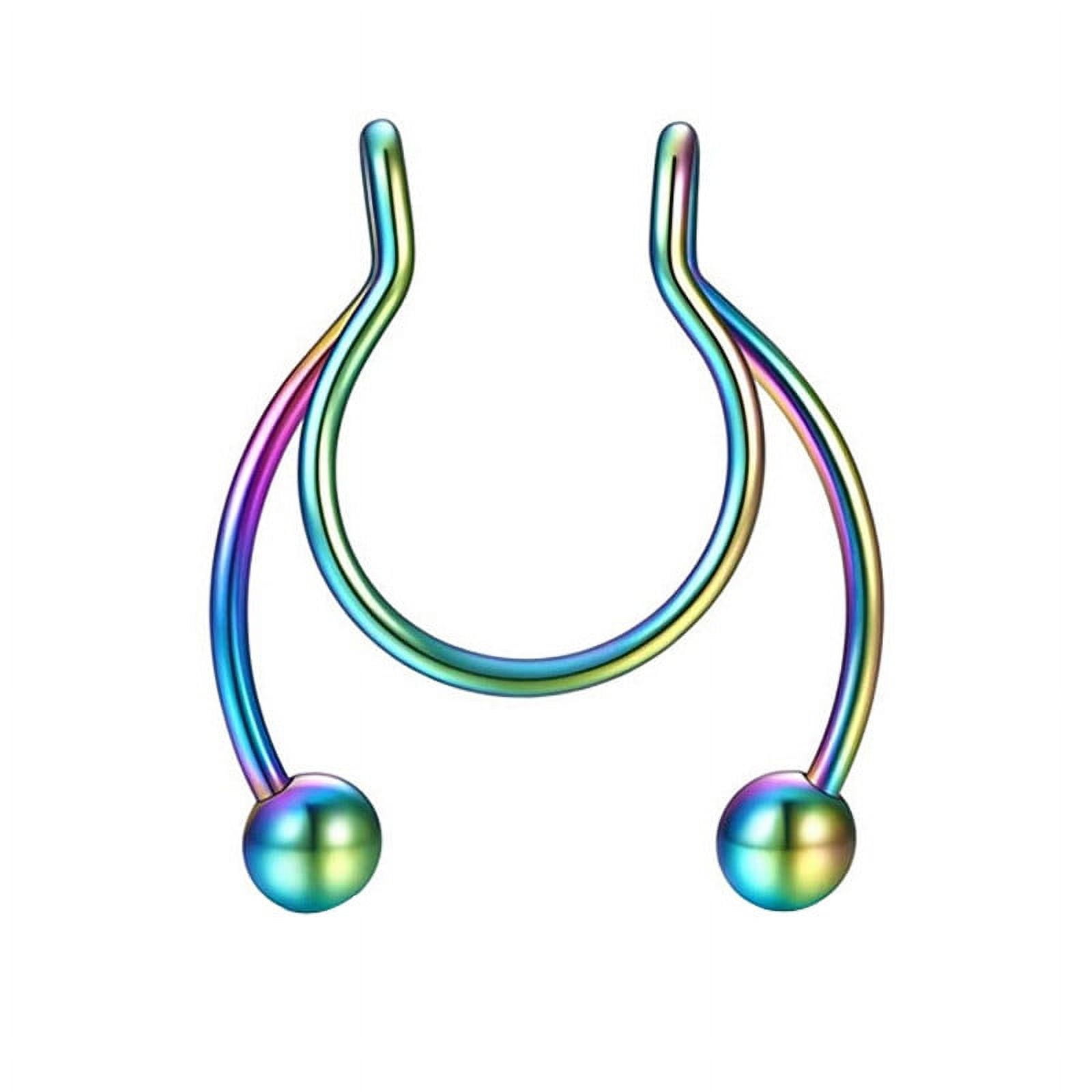 (2-Pack) 1 Pcs Nose Rings Titanium Nose Ring Hoop 18 Gauge Non L Shaped ...