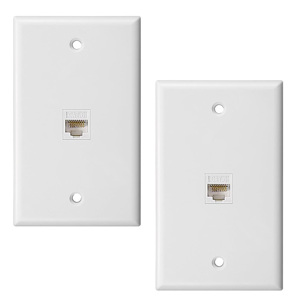 2-Pack 1-Port Ethernet Wall Plate, Jack Wall Plate with RJ45 Female to ...
