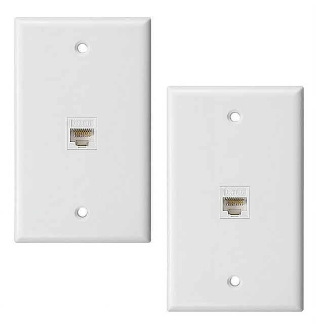 2-Pack 1-Port Ethernet Wall Plate, Plate with RJ45 Female to Female ...