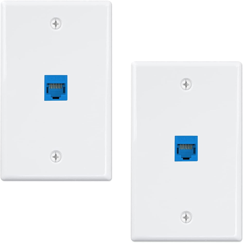 2-Pack 1-Port Ethernet Wall Plate, RJ45 Cat6 Female to Female Inline ...