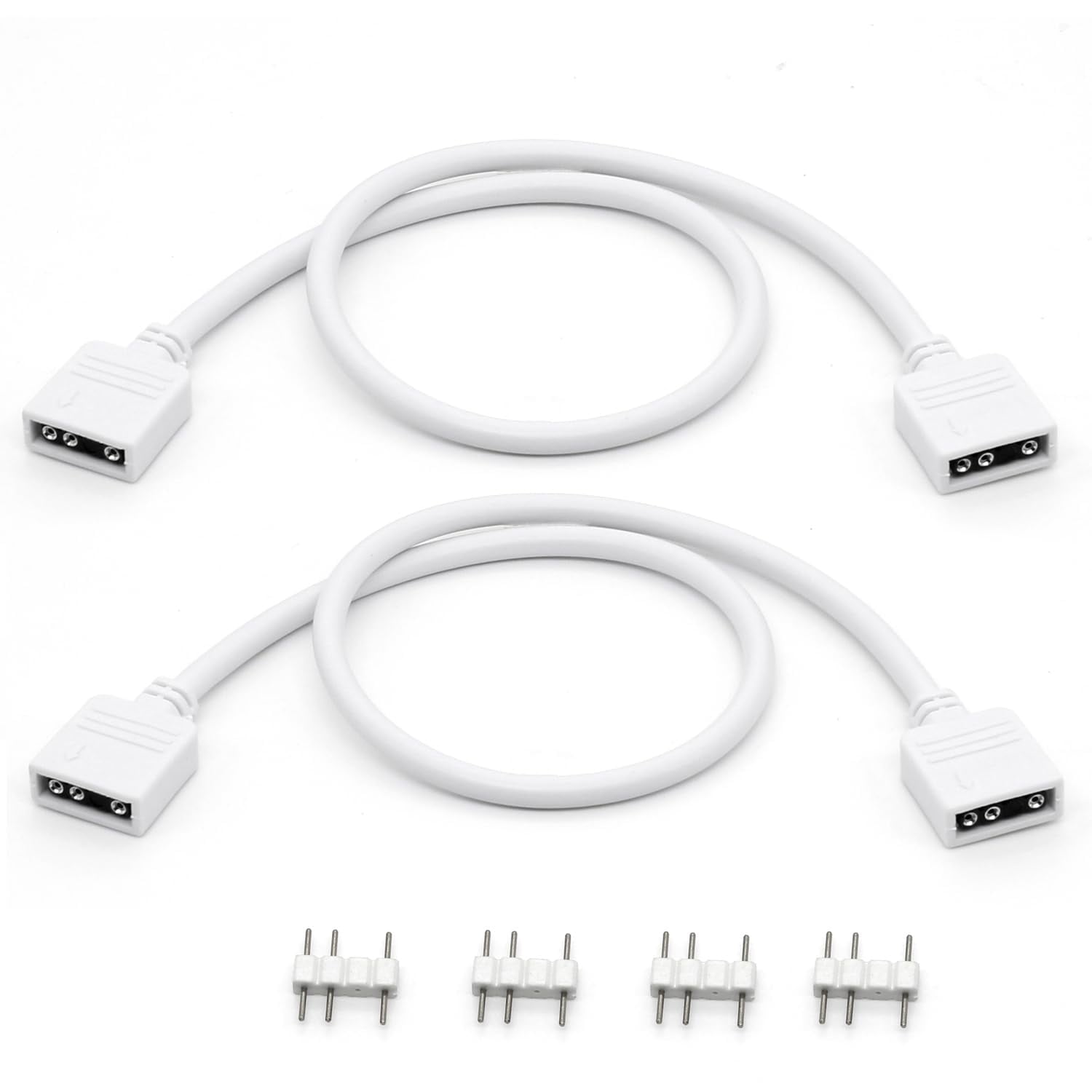 2-Pack 1-to-1 ARGB Extension Cable, White 5V 3-Pin Female to Female ...