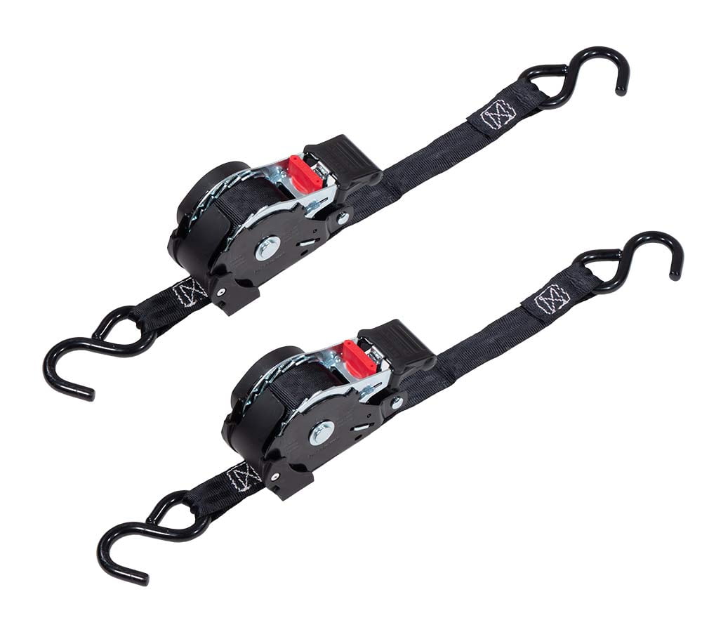 "(2 Pack) Auto Retract Ratchet Straps | 1"" x 12' | Secure Pickup ...