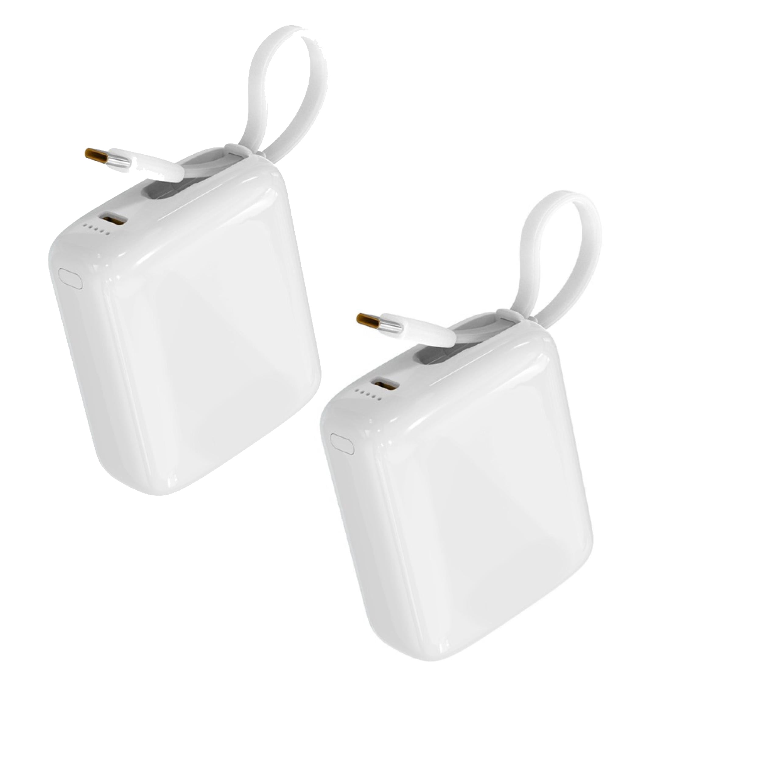 2-Pack 10,000 mAh Portable Power Banks with Built-In USB‑C Cable – Dual ...