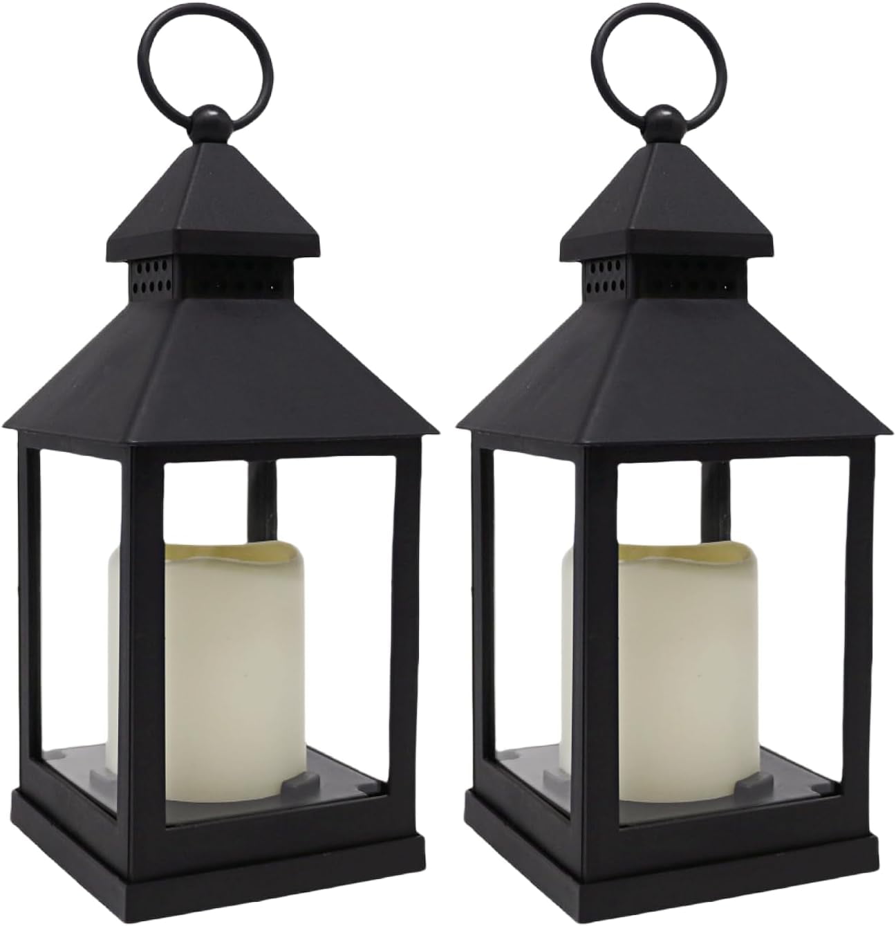 2 Pack 10.2” Candle Lanterns Decorative Indoor Hanging Lanterns with ...