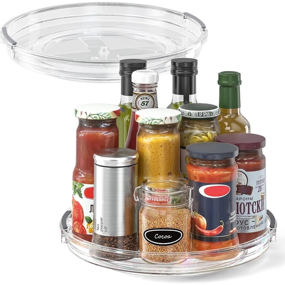 2 Pack 10.6in Lazy Susan Organizer Turntable for Cabinet, Clear Lazy ...