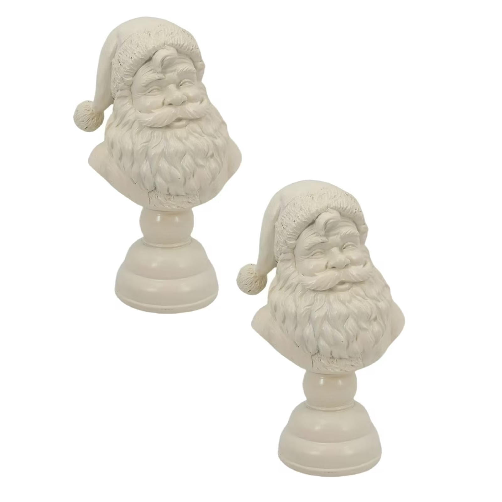 2pc Large 10.8" Life-Size Santa Bust Figurines, Elegant Realistic Resin ...