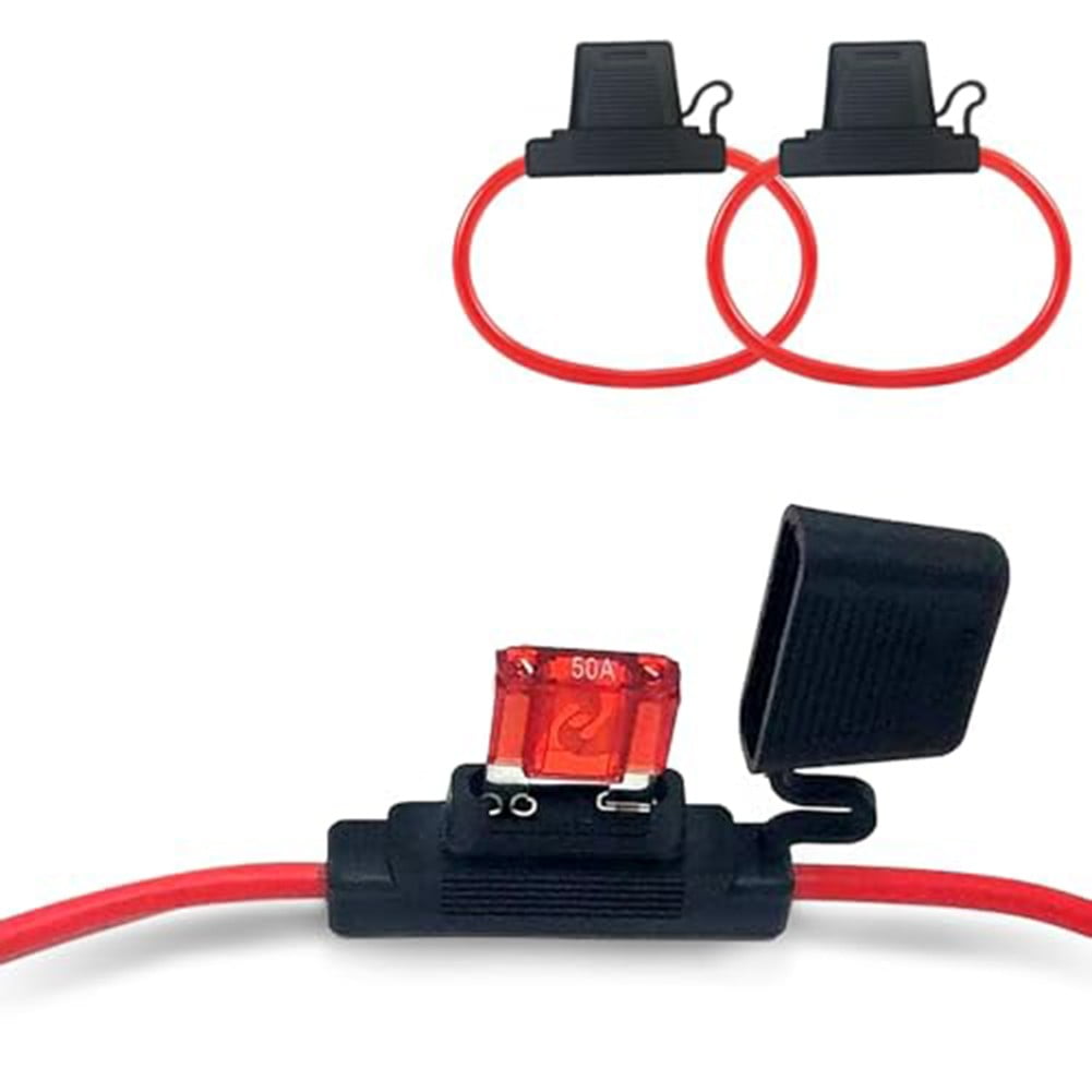 2-Pack 10 AWG Car Inline Fuse Holder with 50A Mini Blade Fuse for ...