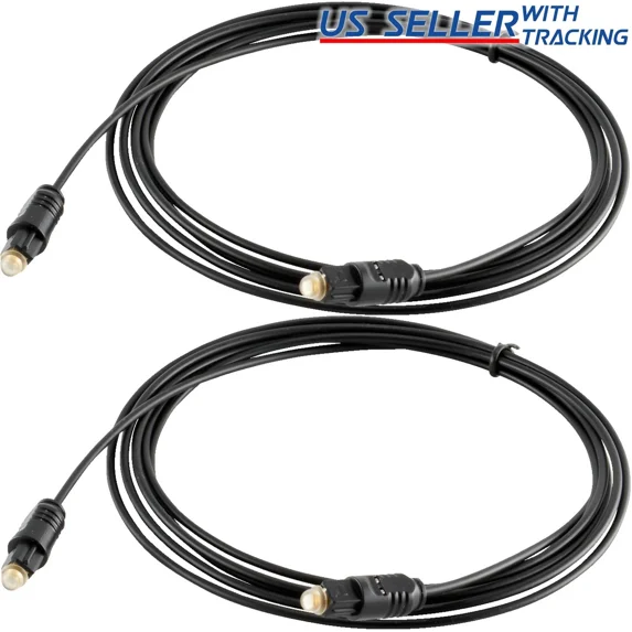 (2-Pack) 10 Ft Digital Fiber Optic Audio Cable Cord Optical Spdif ...