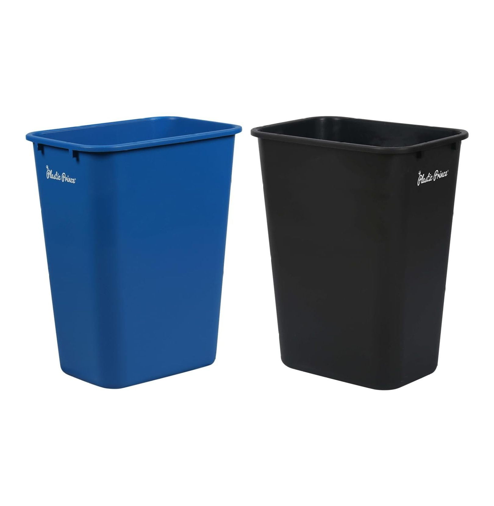 (2 Pack) 10 Gallon/40 Qt Black and Blue Wastebaskets, Plastic ...
