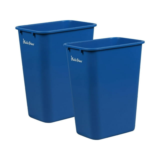 (2 Pack) 10 Gallon/40 Qt Wastebasket, Blue Plastic Rectangular, Trash ...